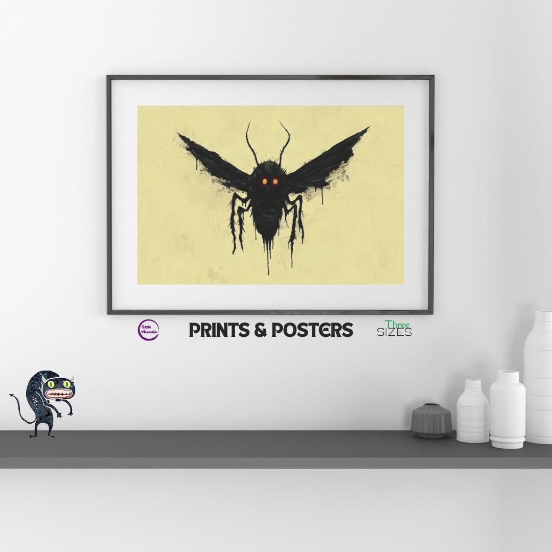 Moth Man Print Unframed Moth Poster Goth Original Art Print Moody ...