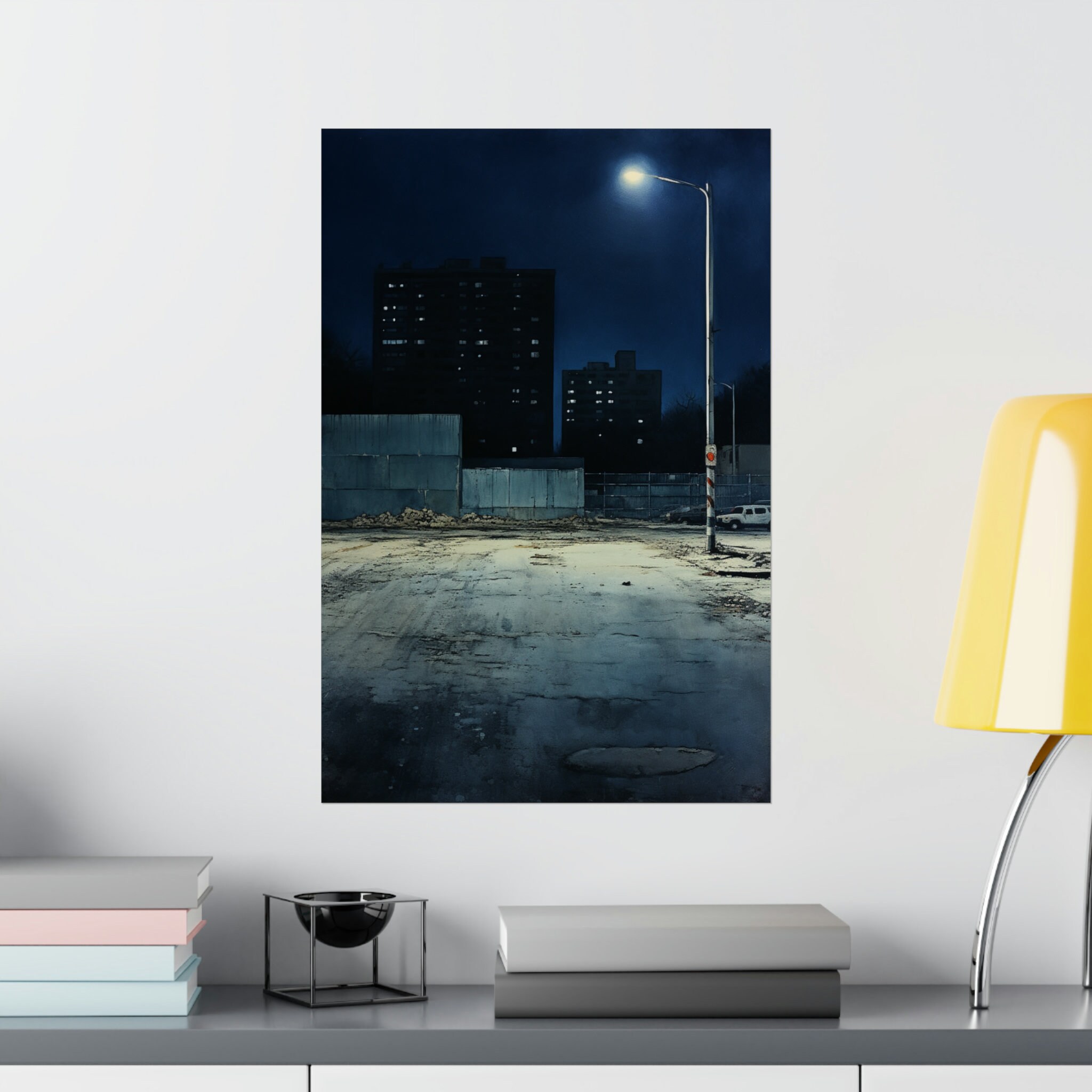 Parking Lot Painting Print. Liminal Space Wall Art. Night Cityscape ...