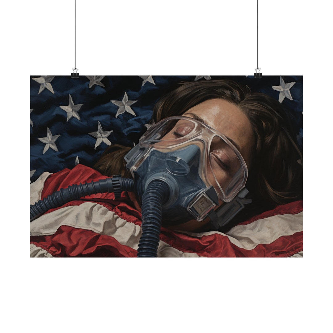 American Flag Print. Dystopian Wall Art. Gas Mask Poster. - Etsy