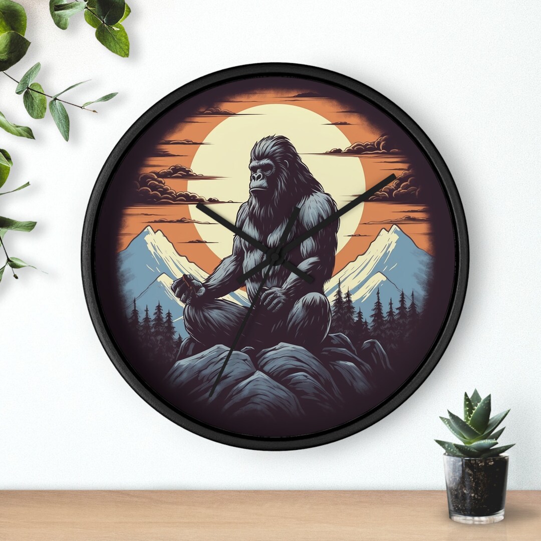 Sassy Sasquatch Clock of a Bigfoot Meditating, 10, Cryptid Home Decor ...