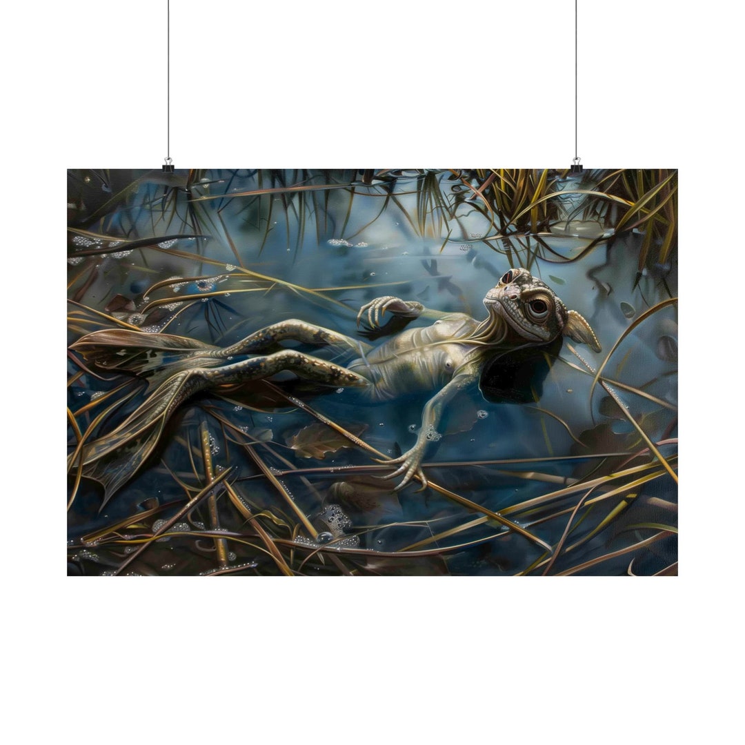 Lizardman Poster in 3 Sizes. Swamp Cryptid Painting. Reptilian Alien ...