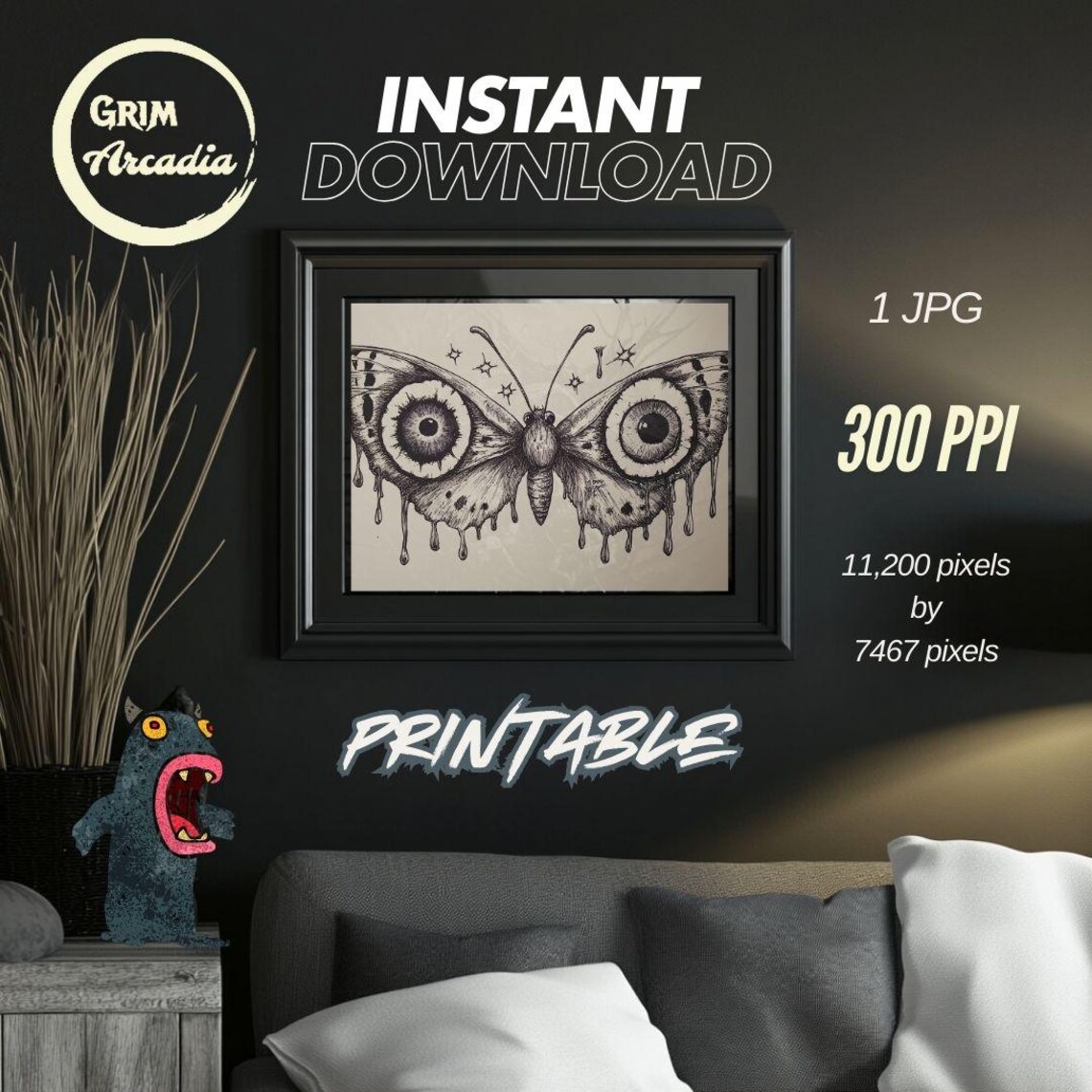 Butterfly Printable Download Gothic Bug JPG Insect Computer Wallpaper ...