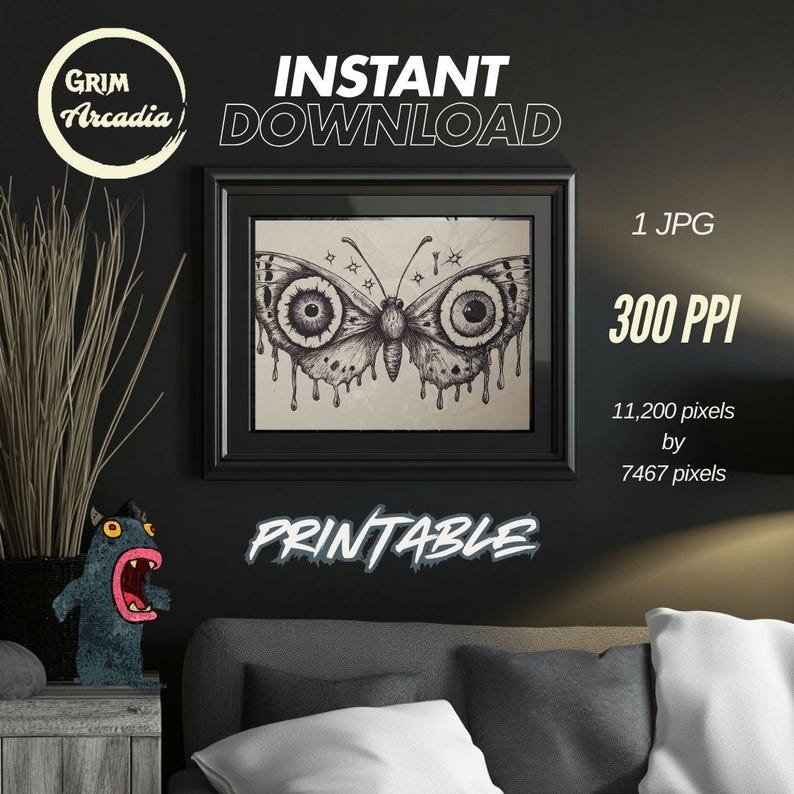 Butterfly Printable Download Gothic Bug JPG Insect Computer Wallpaper ...