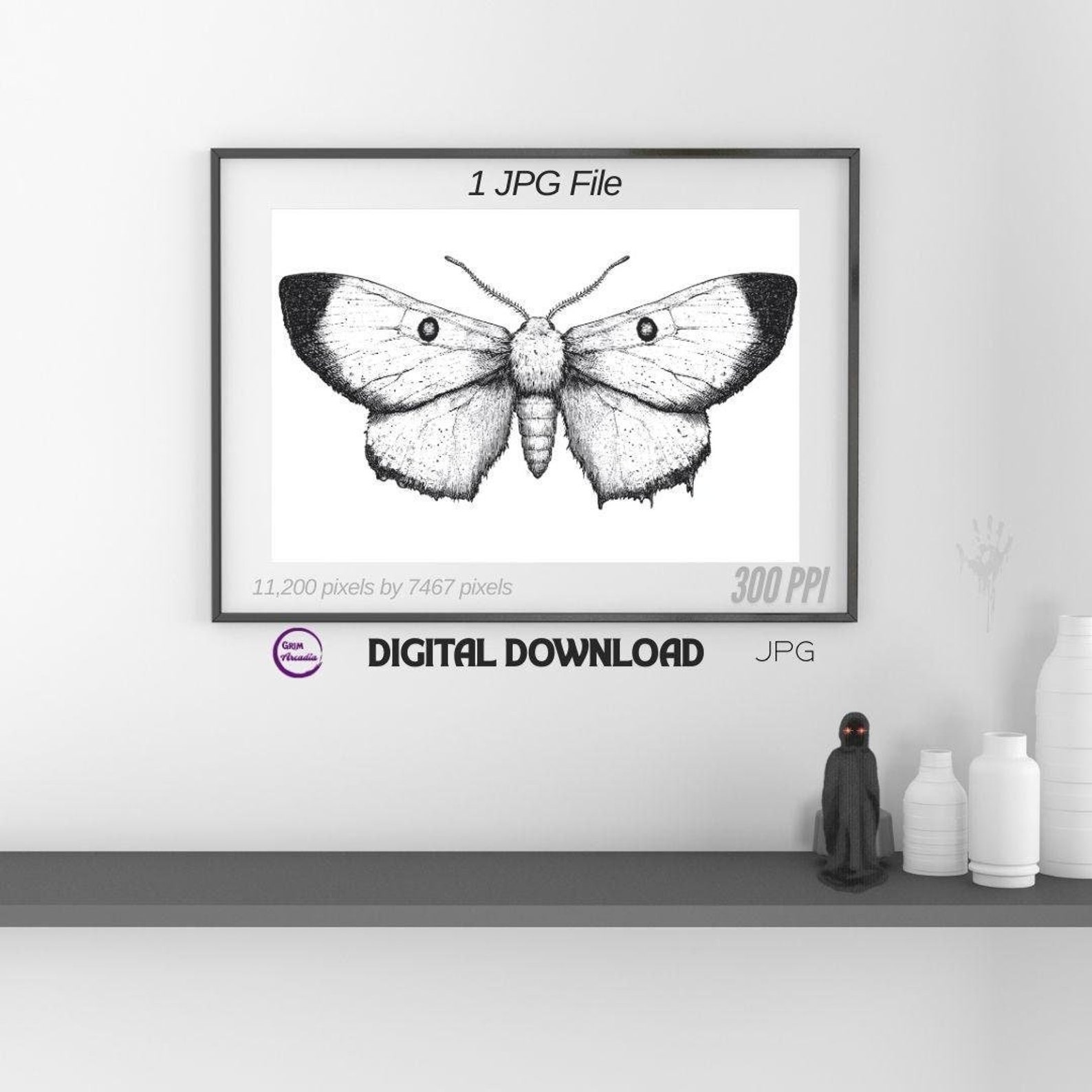 Butterfly Printable Download - Gothic Bug JPG - Insect Computer ...