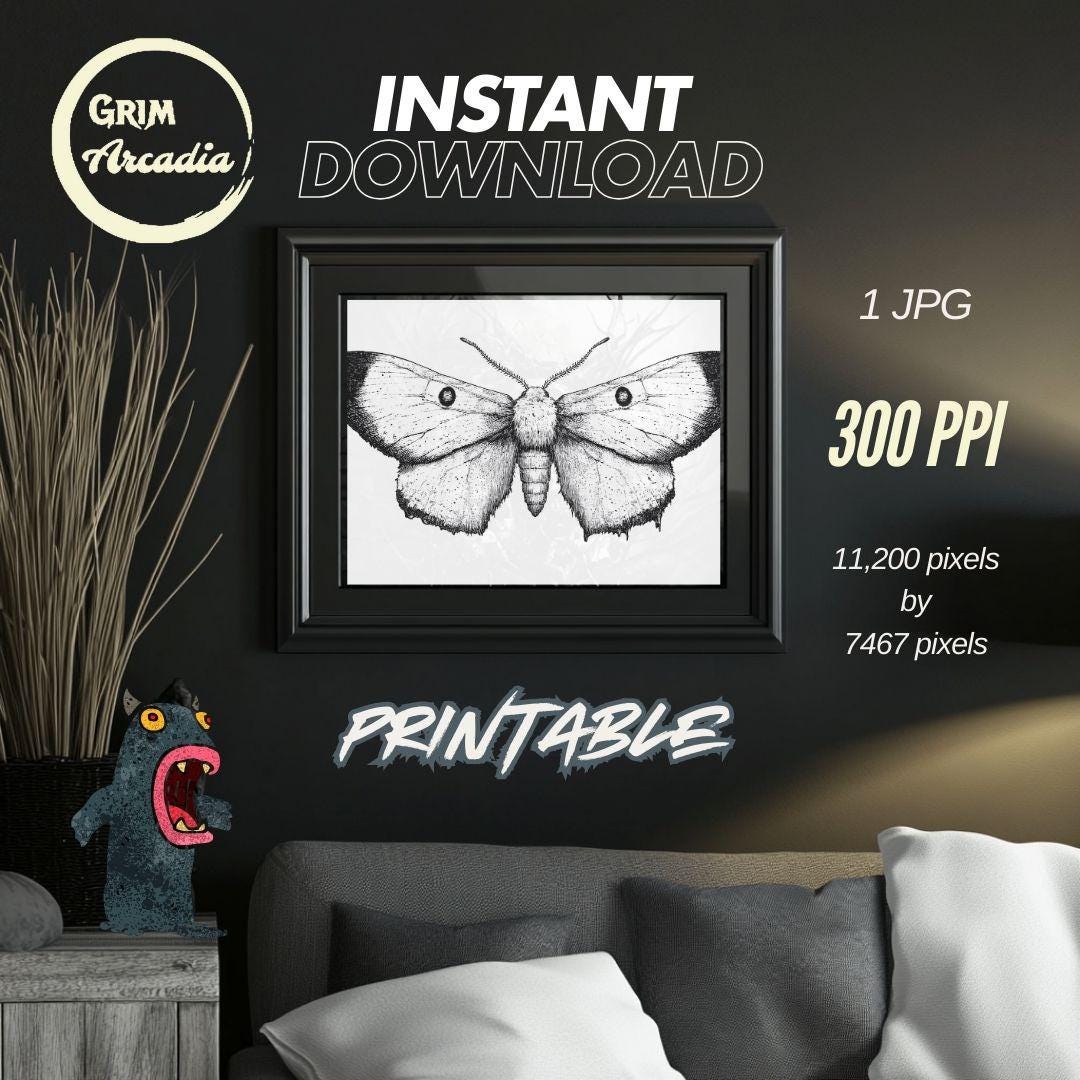 Butterfly Printable Download - Gothic Bug JPG - Insect Computer ...