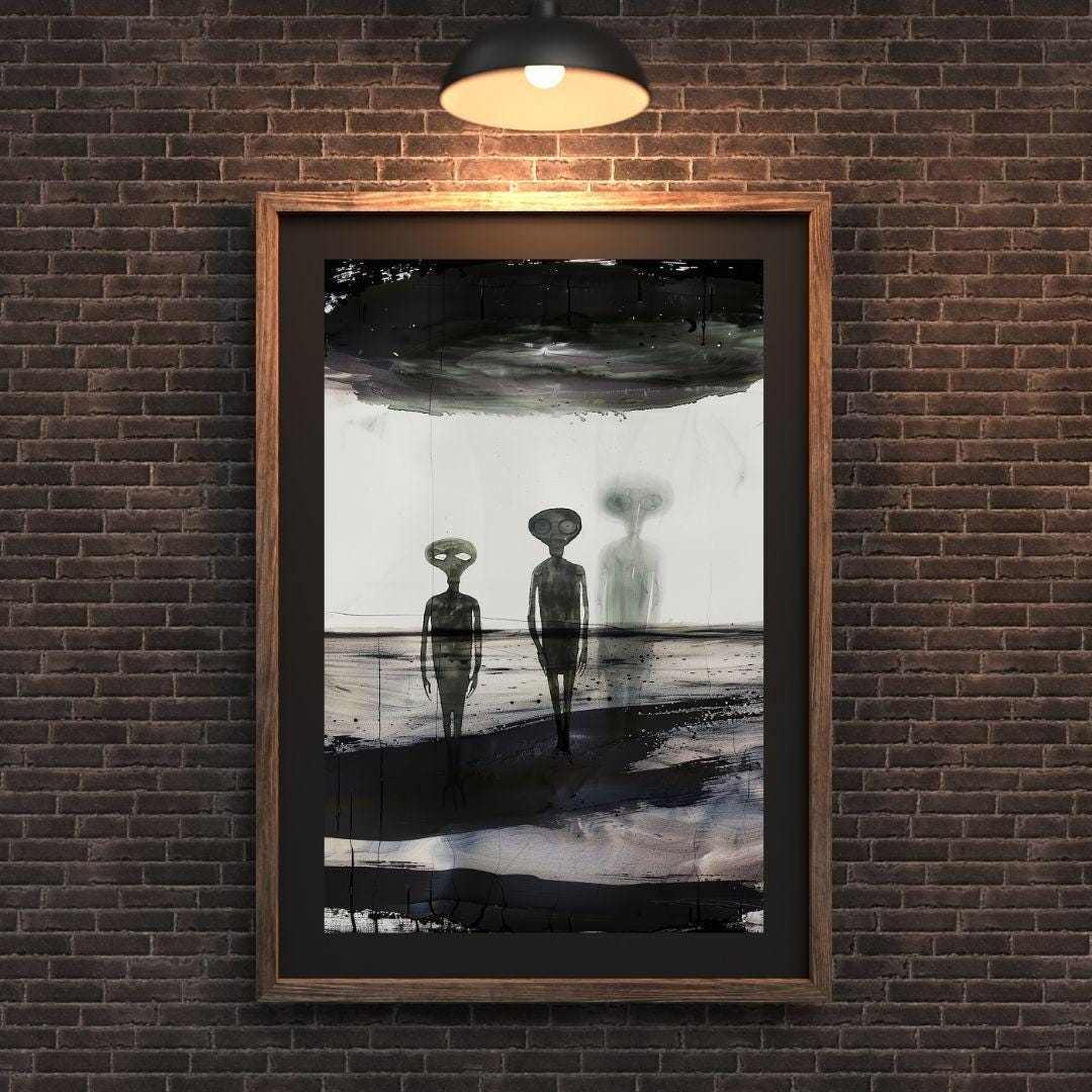 Interdimensional Friends Poster Grey Alien Painting Ethereal A.I ...