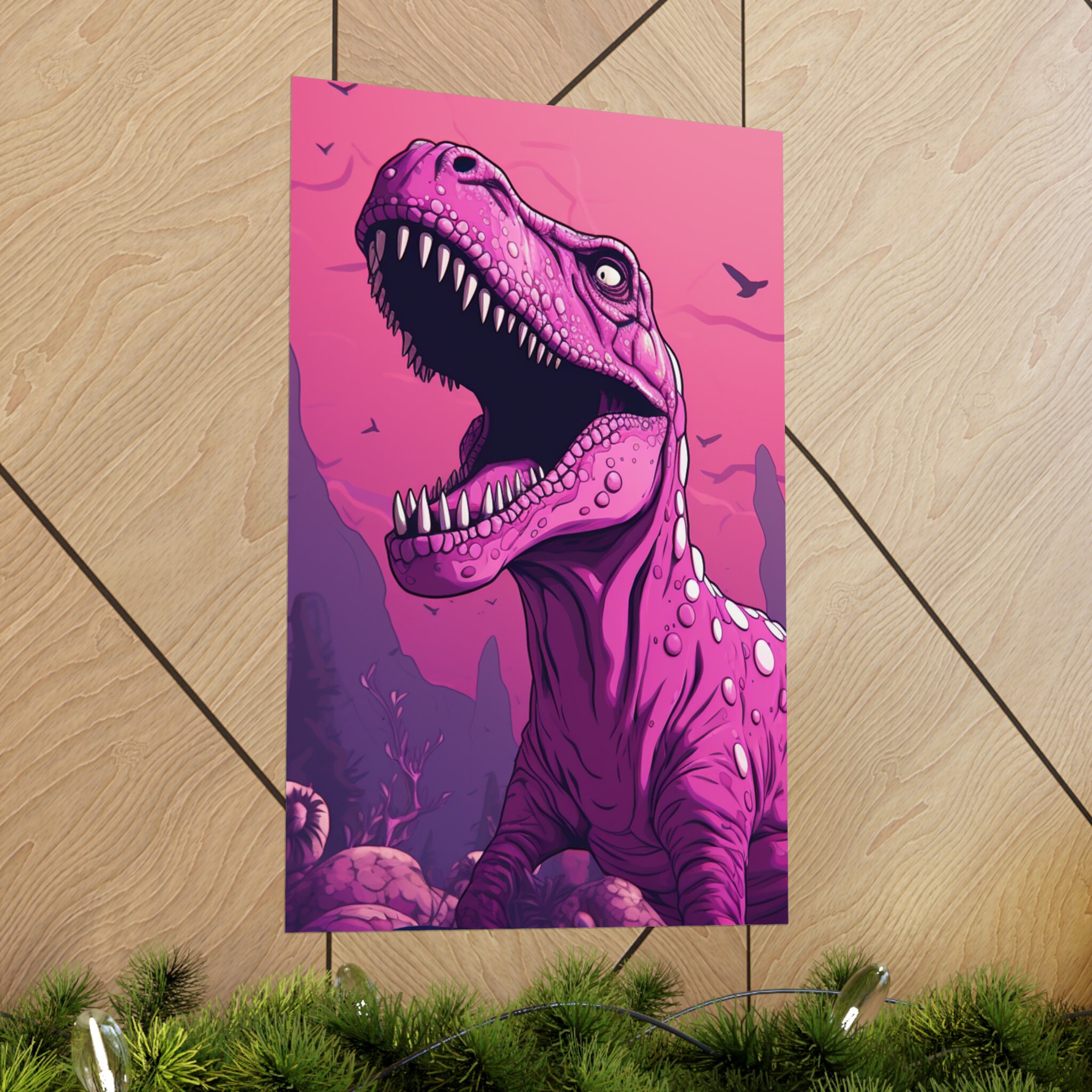 Pink T-rex Poster. Cute Carnivore Print for a Nursery, Child's Room or ...