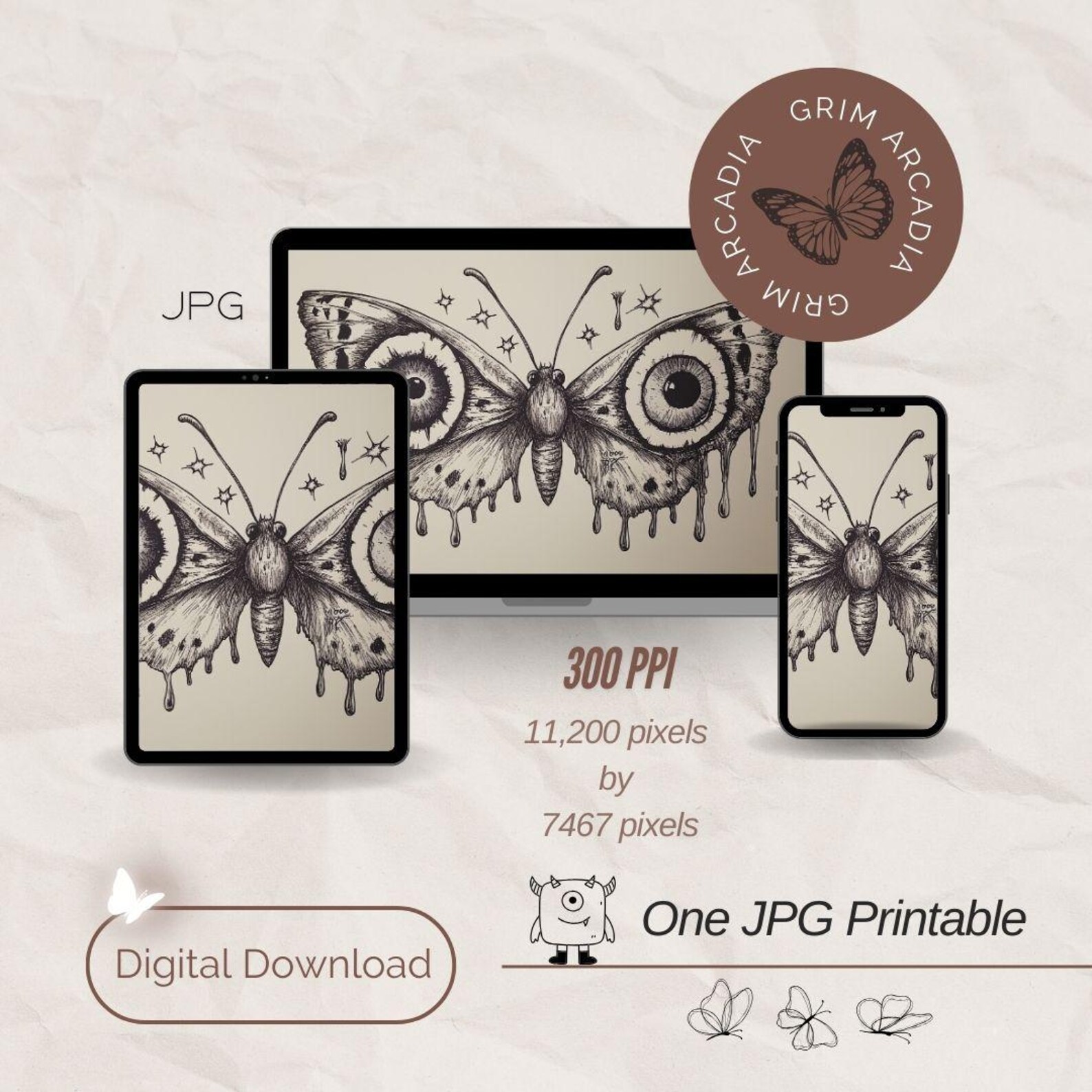 Butterfly Printable Download Gothic Bug JPG Insect Computer Wallpaper ...