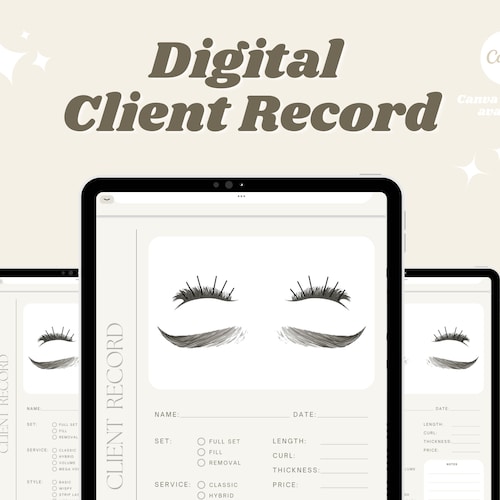 Eyelash Extension Client Record Client Information Card - Etsy