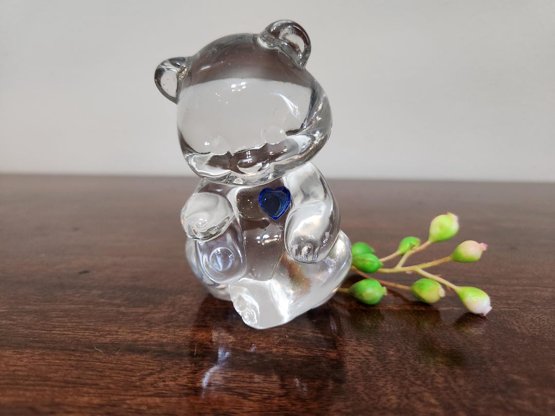 Vintage Fenton Glass Teddy Bear Figurine: September Sapphire Heart - Etsy