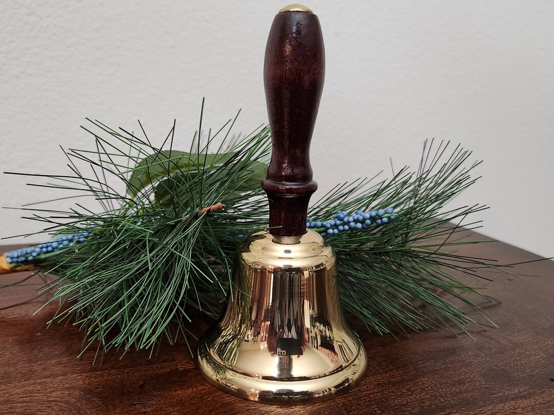 Vintage, 1960s, Mid Century Modern, Brass Bell With Wooden Handle and ...