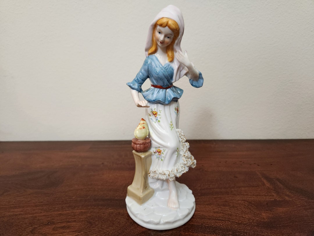 Vintage, 1960s, 19th Century Farm Maiden With Pedestal Torch Figurine ...