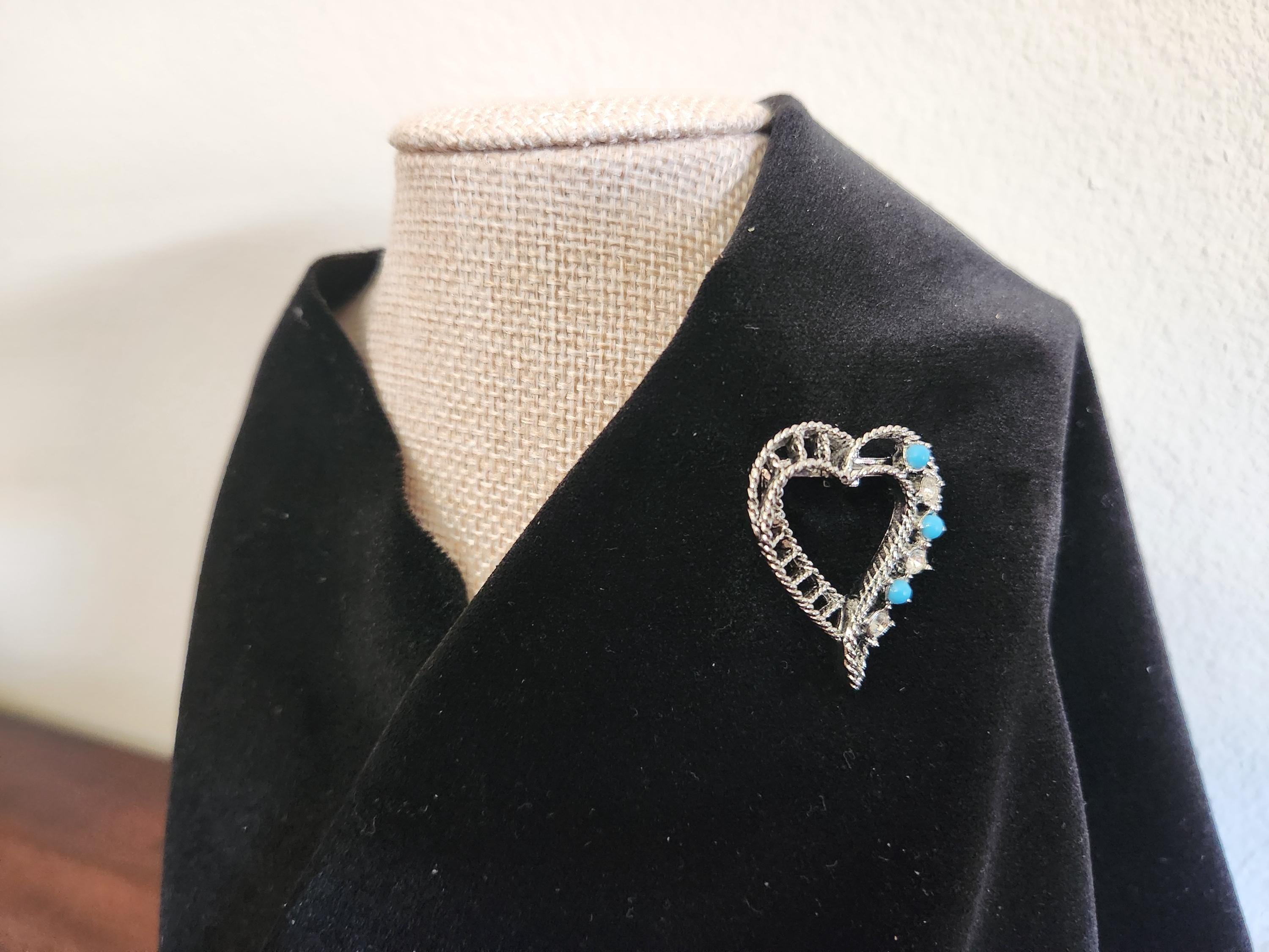 Vintage, 1960s, Gerry’s, Costume Jewelry, Heart-shaped Brooch, Silver ...