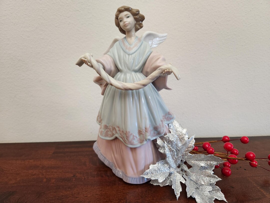 Vintage, 1994, Christmas, Lladro, Porcelain, Joyful Offering Angel Tree ...
