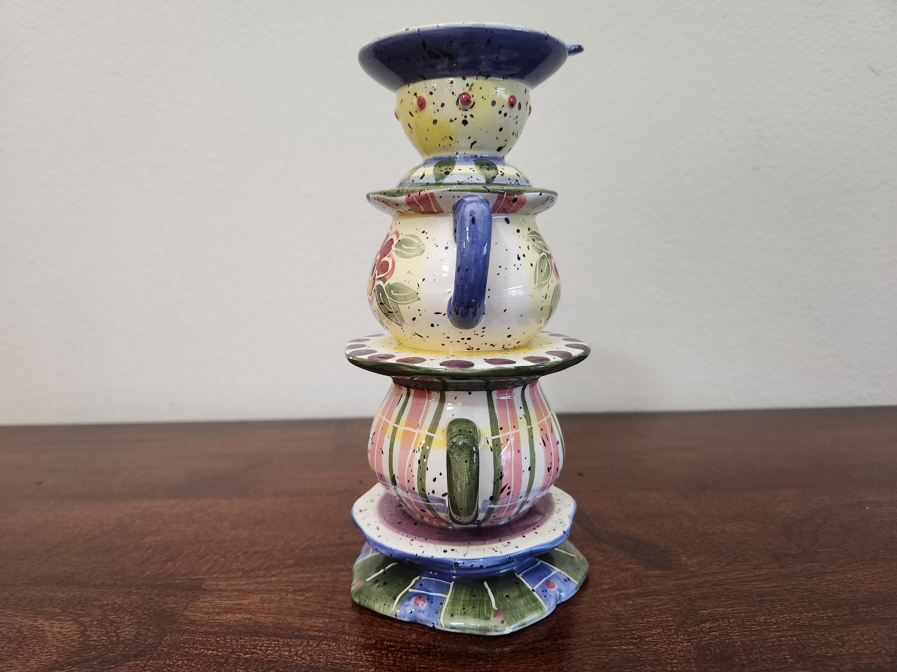 Vintage, 1999, Enesco, Julie Ueland Pottery, Candlestick Holder, Pansy ...