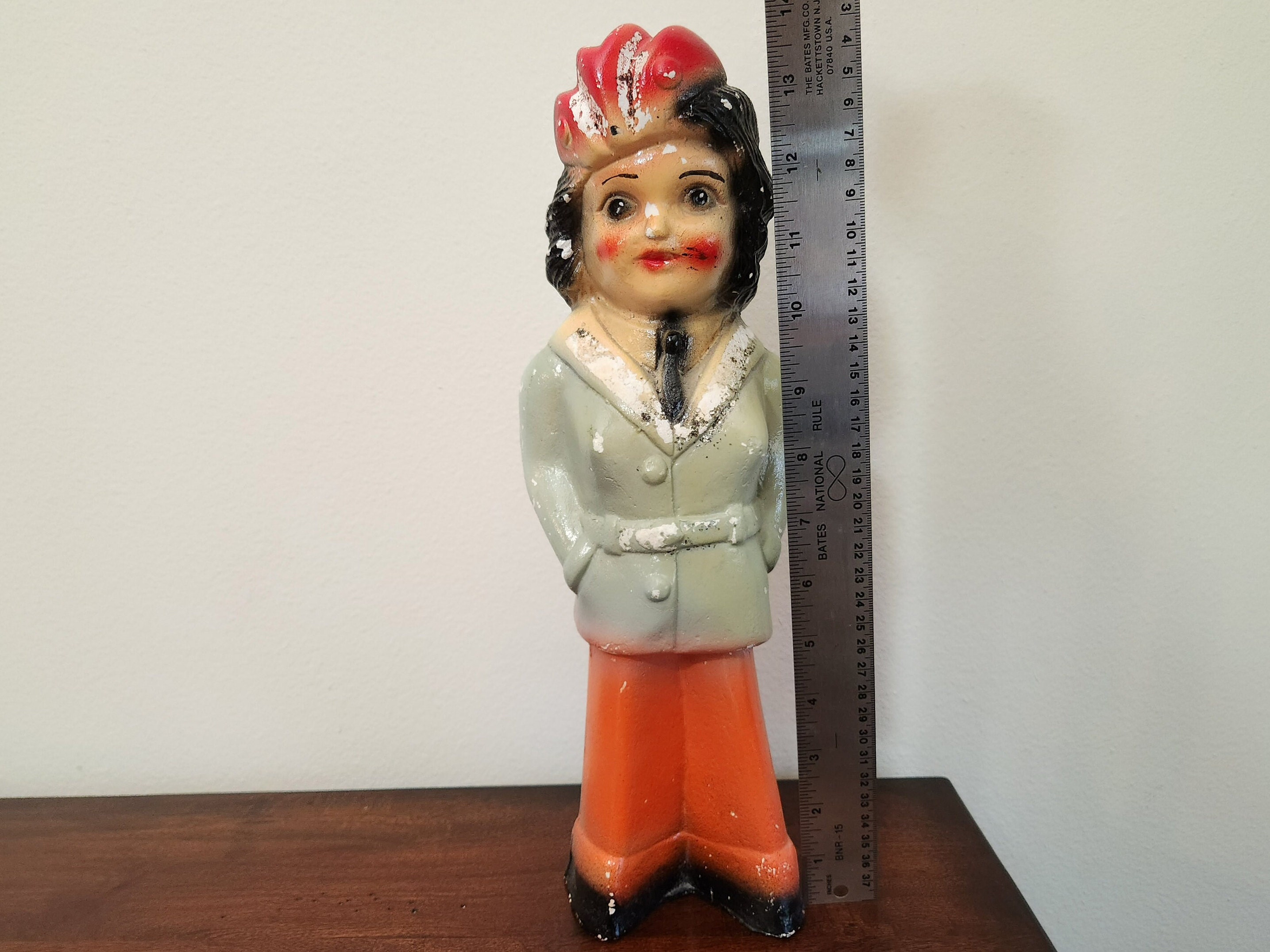 Vintage, 1941, Chalkware WWII Military Flapper Girl Army Carnival Prize ...