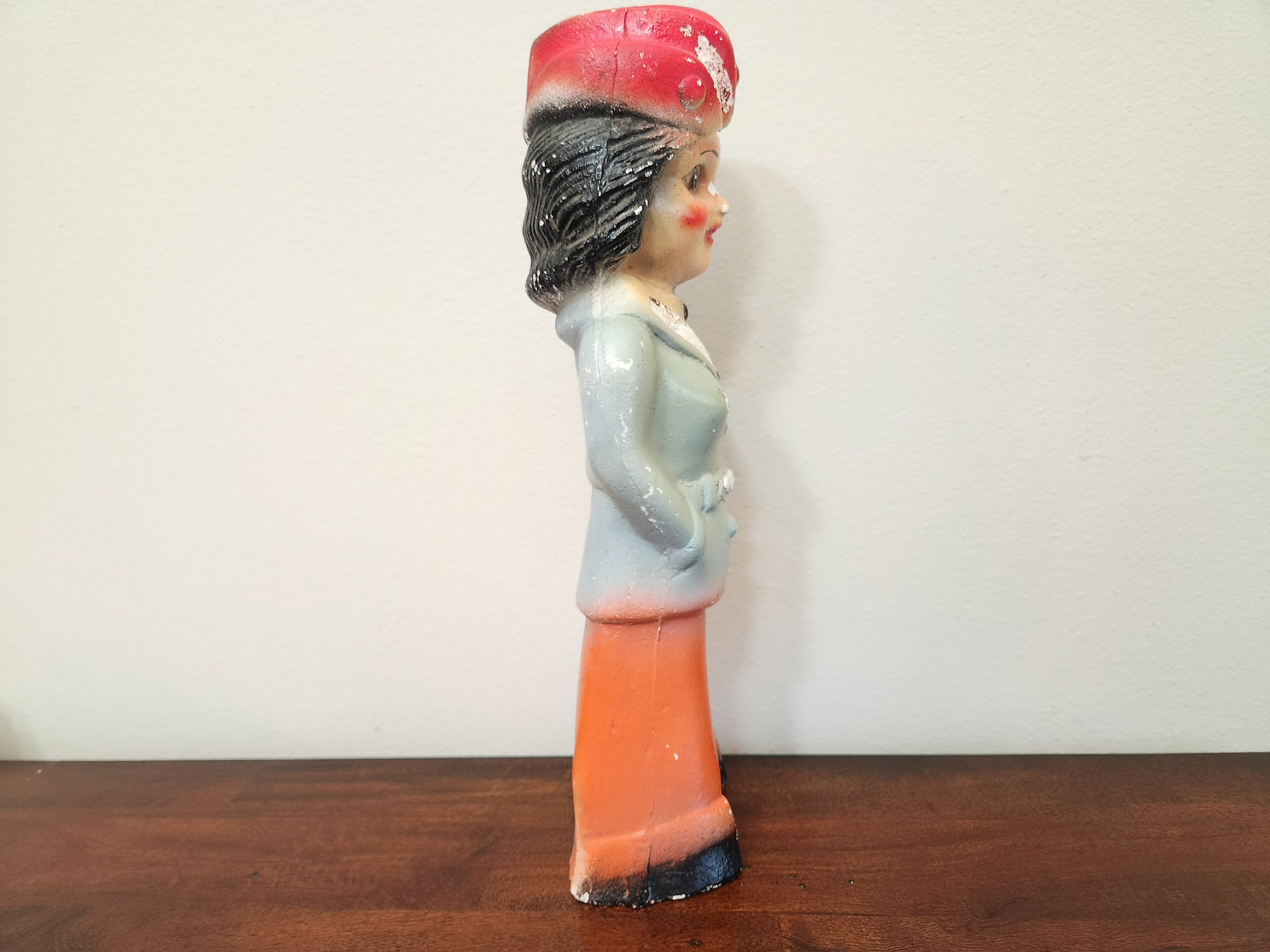 Vintage, 1941, Chalkware WWII Military Flapper Girl Army Carnival Prize ...