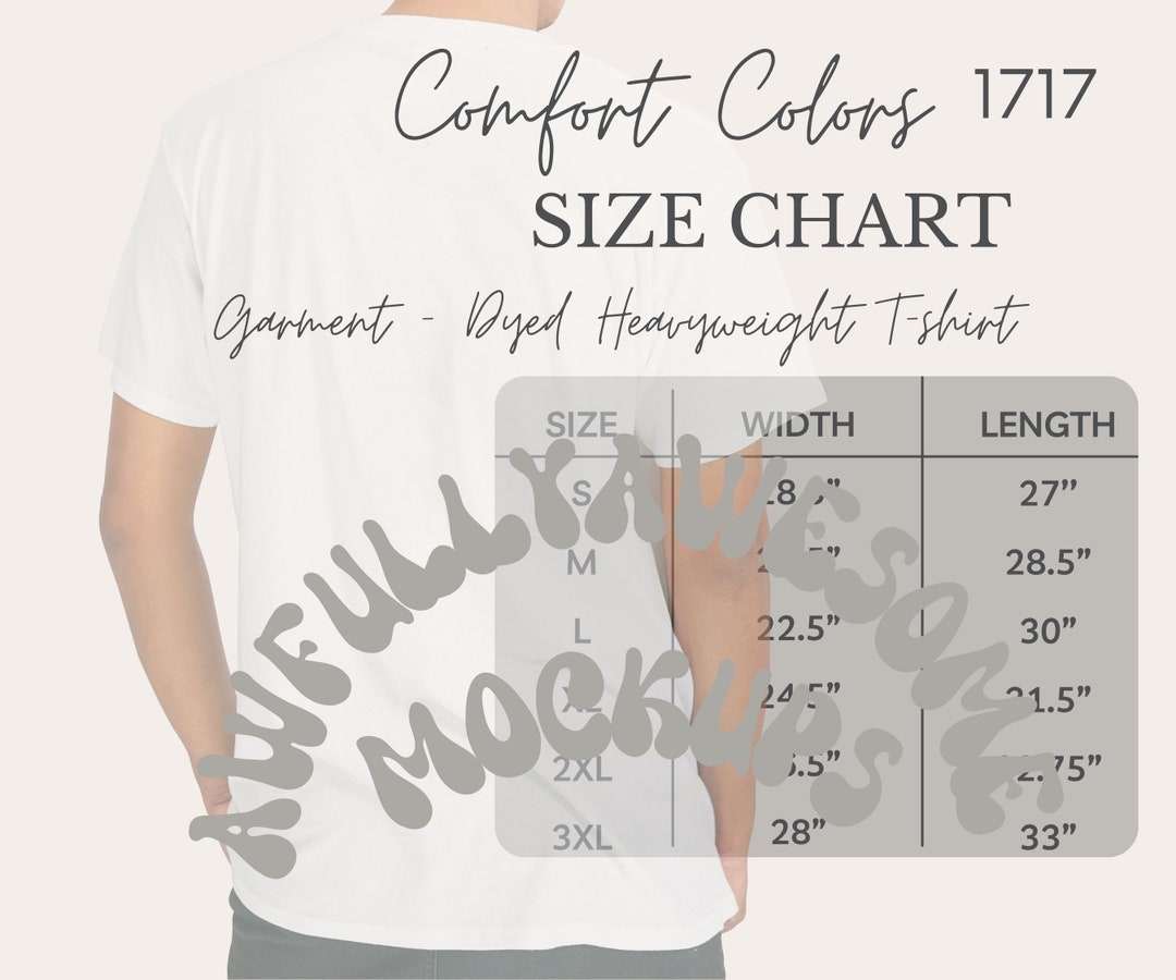 Comfort Color 1717 Size Chart Mockups for Men Sizing Chart - Etsy