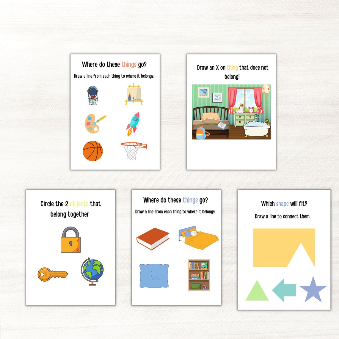 Pre-k Sorting and Matching Worksheets, Preschool Learning Printable ...