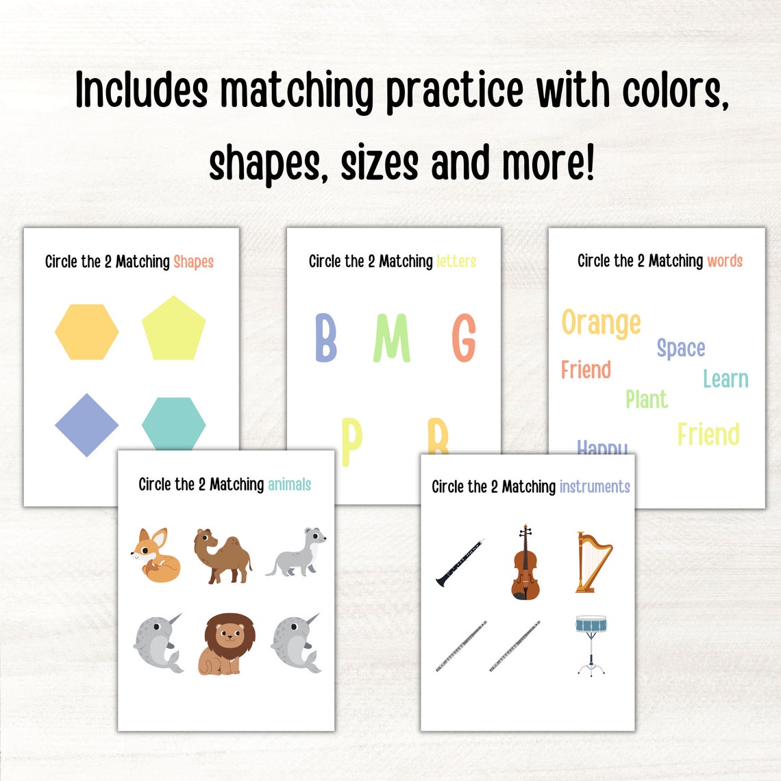 Pre-k Sorting and Matching Worksheets, Preschool Learning Printable ...