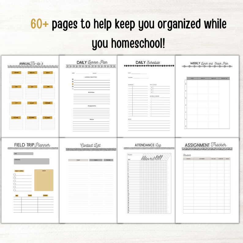Homeschool Planner Printable, 60 Pages, Digital Homeschool Planner ...
