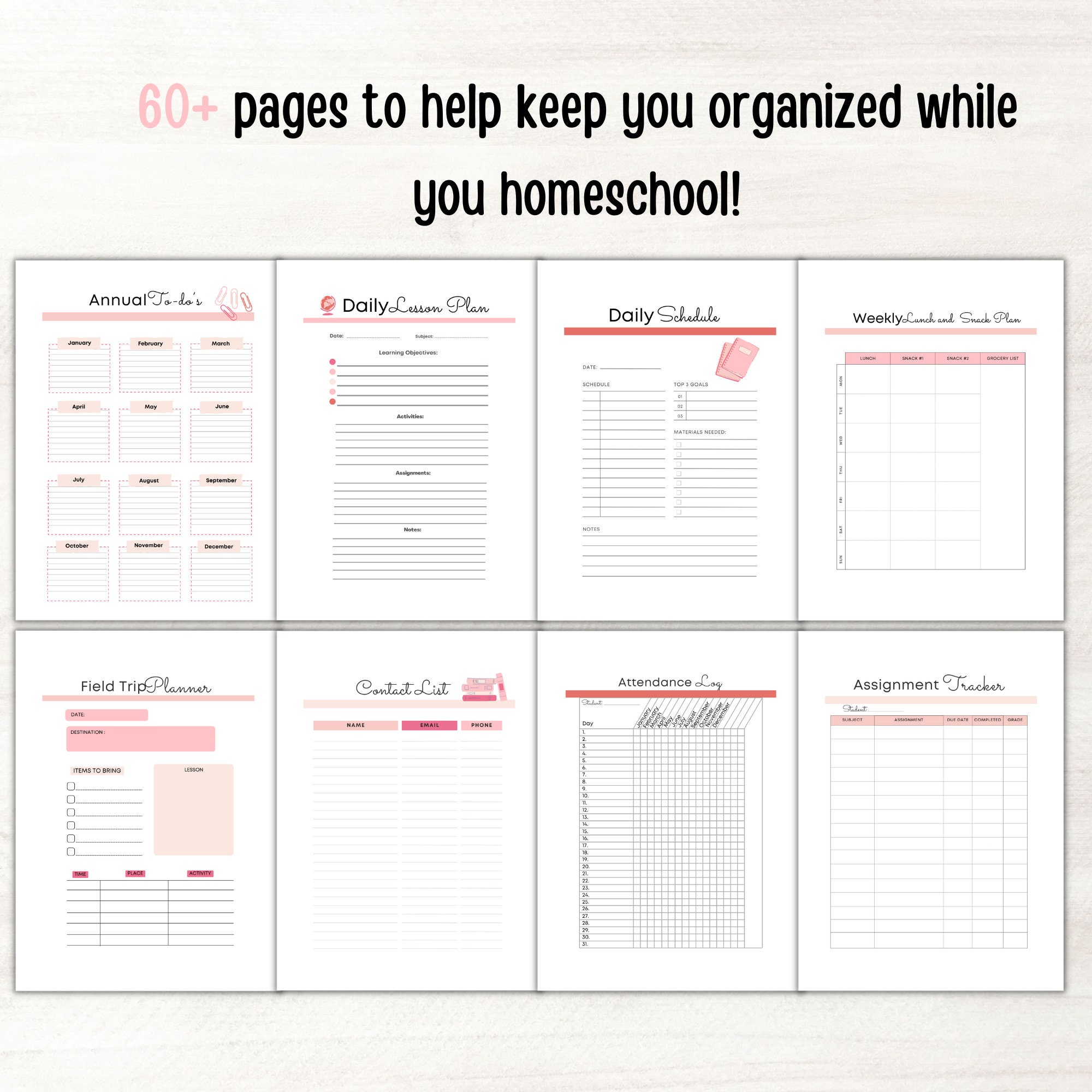 Homeschool Planner Printable, 60 Pages, Digital Homeschool Planner ...