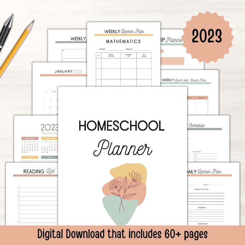 Homeschool Planner Printable, 60 Pages, Digital Homeschool Planner ...