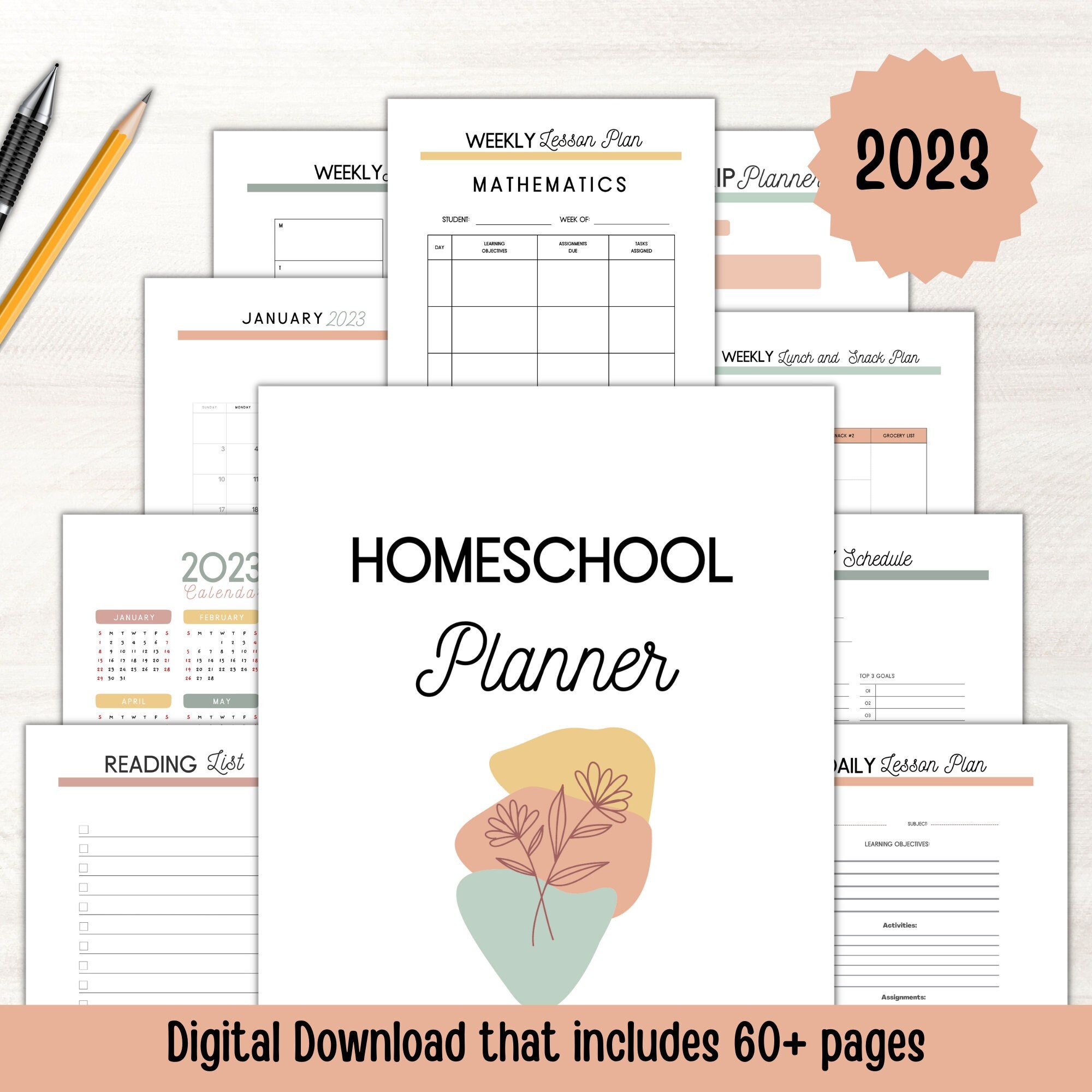 Homeschool Planner Printable, 60 Pages, Digital Homeschool Planner ...