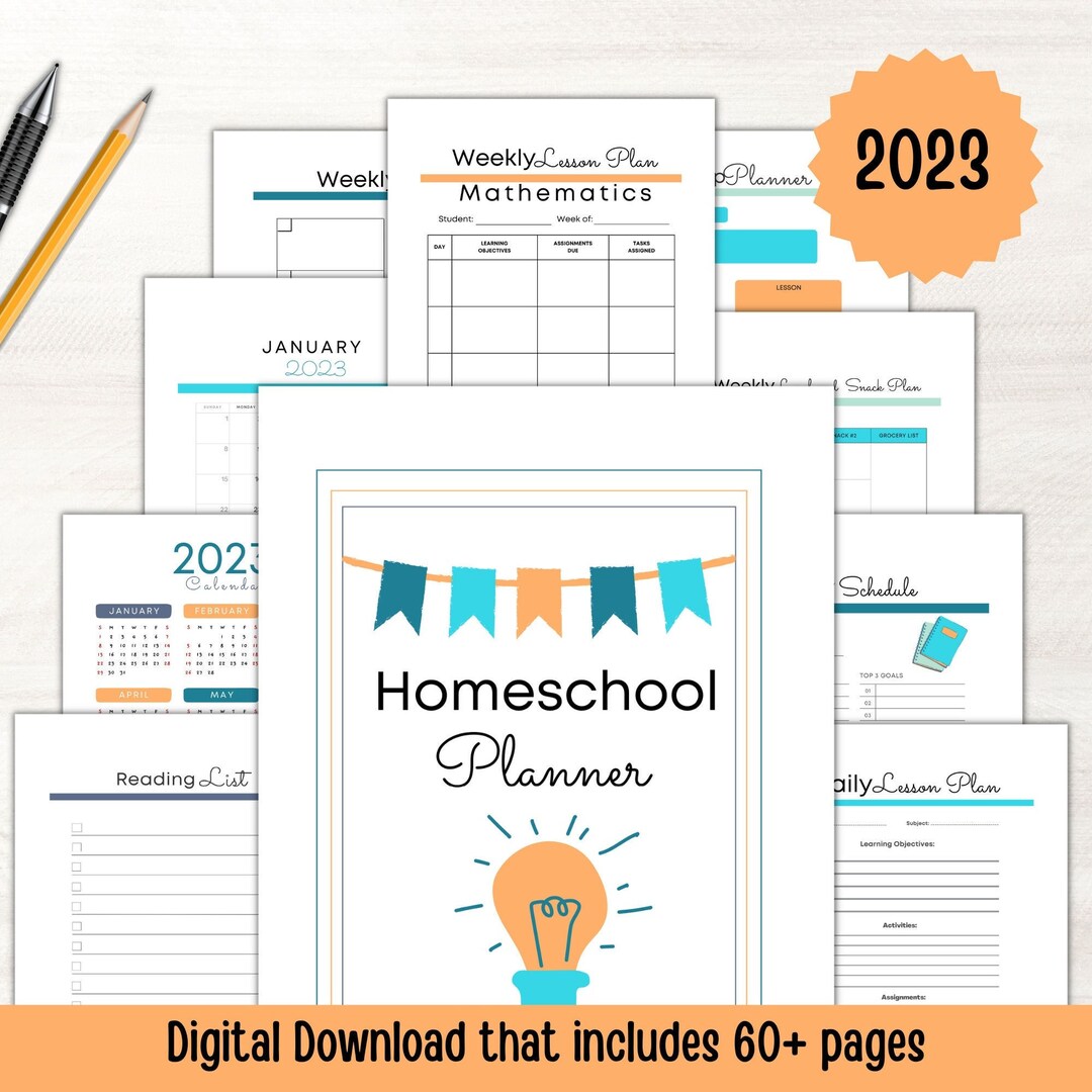 Homeschool Planner Printable, 60 Pages, Digital Homeschool Planner ...