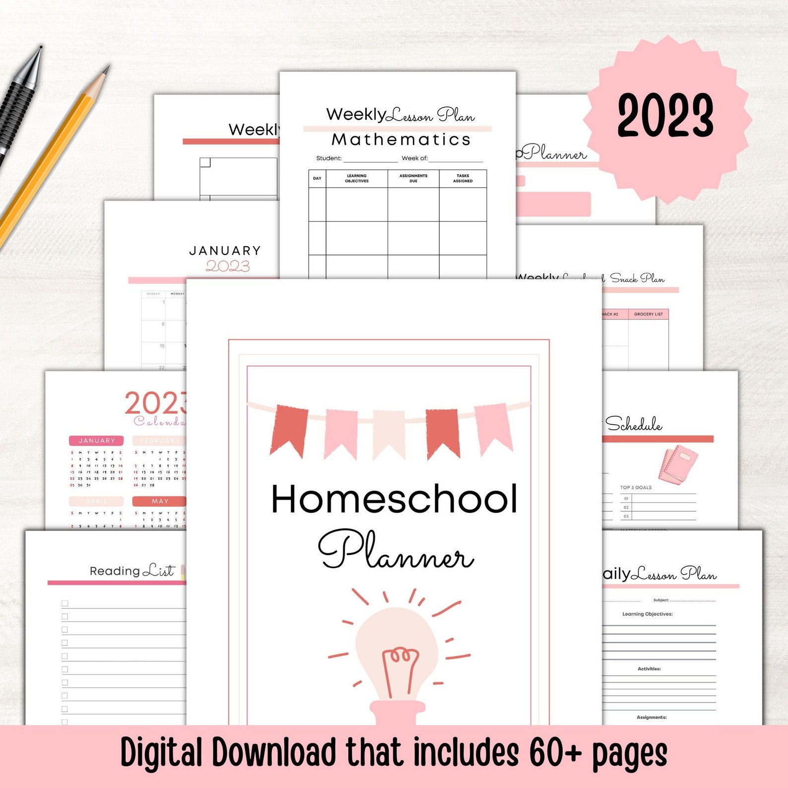 Homeschool Planner Printable, 60 Pages, Digital Homeschool Planner ...