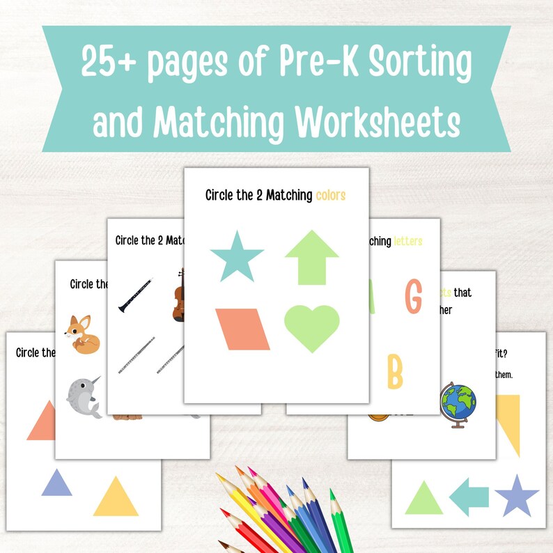 Pre-k Sorting and Matching Worksheets, Preschool Learning Printable ...