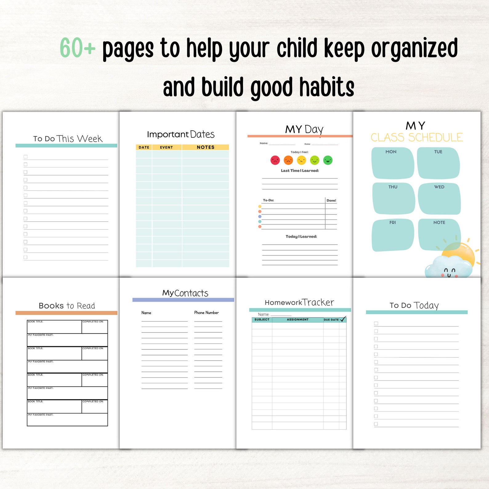 Kids Academic Planner, Homeschool Planner, Homeschool Student Planner ...
