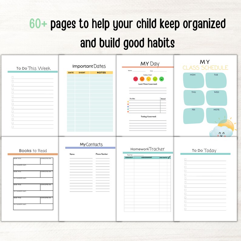 Kids Academic Planner, Homeschool Planner, Homeschool Student Planner ...