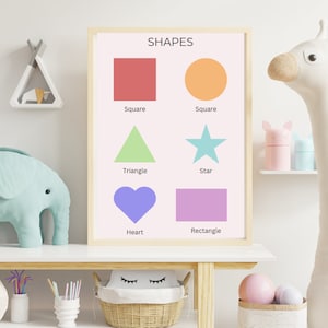 A3 Shapes Educational Poster, Home-schooling Resources, Nursery Wall ...