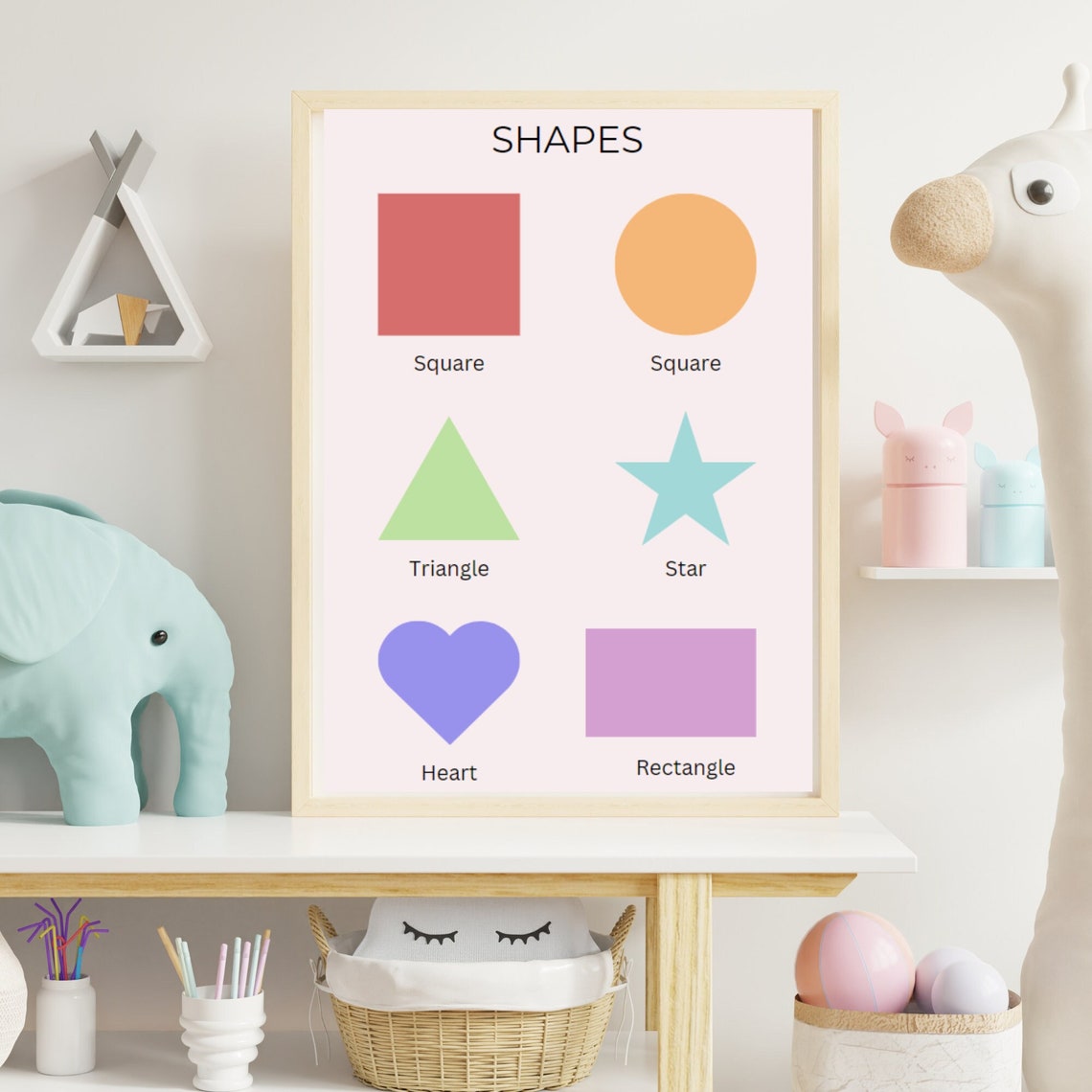 A3 Shapes Educational Poster, Home-schooling Resources, Nursery Wall ...
