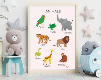 A3 Farm Animals Educational Poster, Montessori, Nursery Wall Art ...