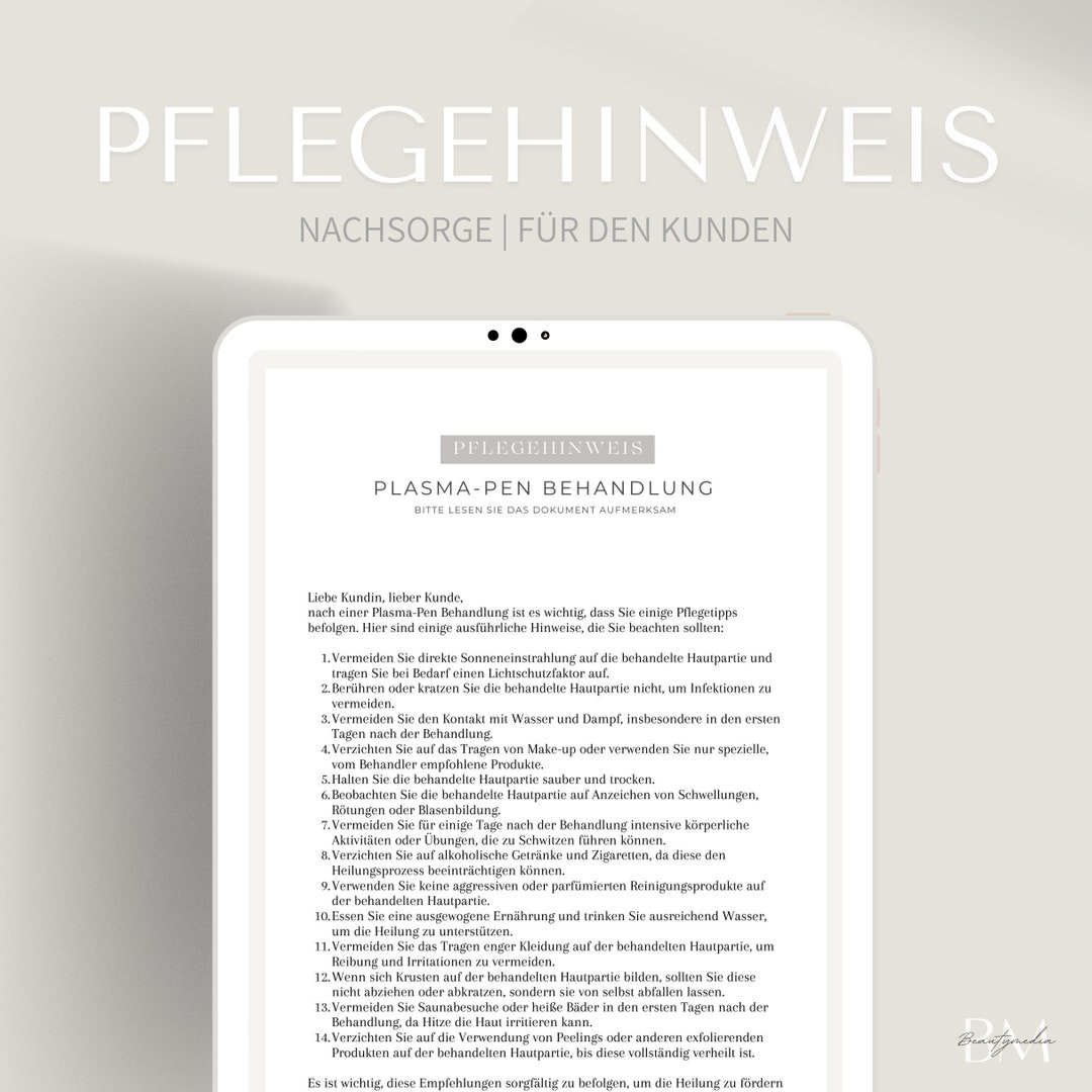 Care Instructions for Collagen Thread Treatment PDF & Canva ...
