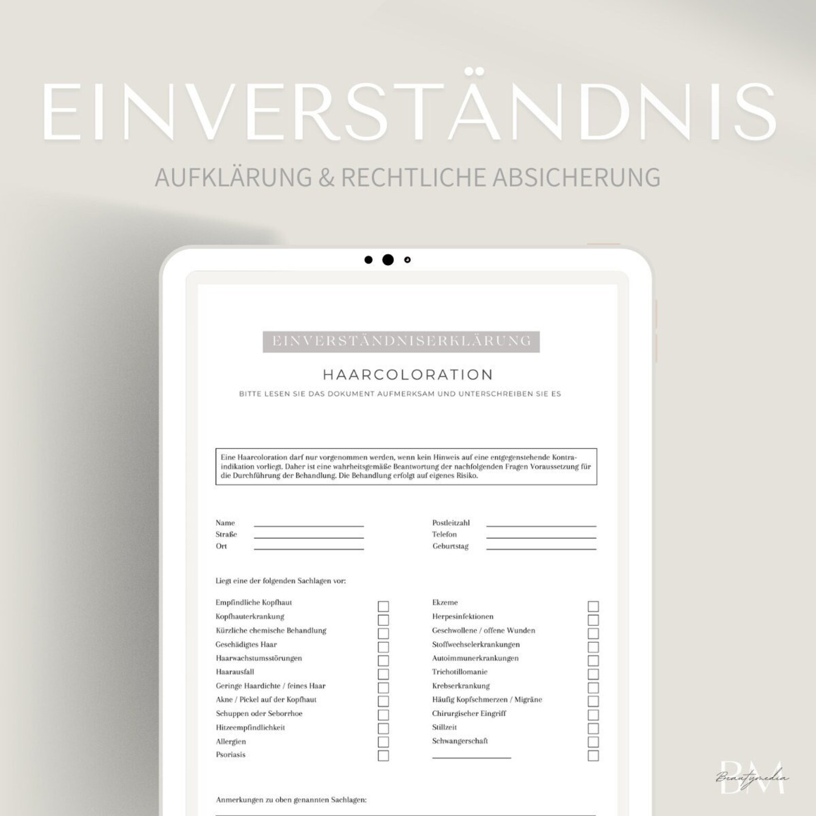 Consent for Hair Coloring | Formulas Consent in PDF and Canva Format ...