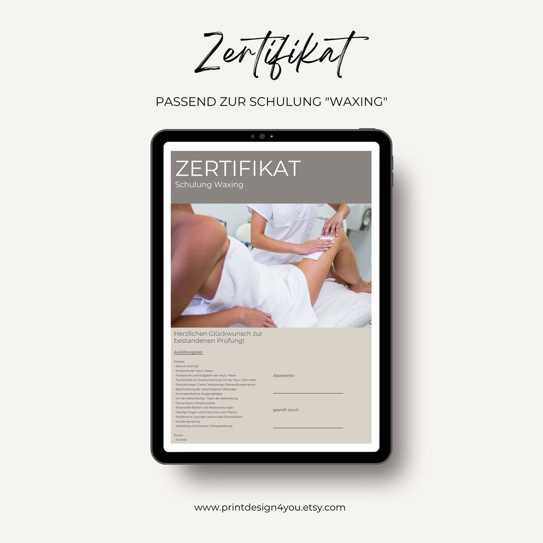 Certificate for Waxing Training as PDF & Canva Depilation - Etsy