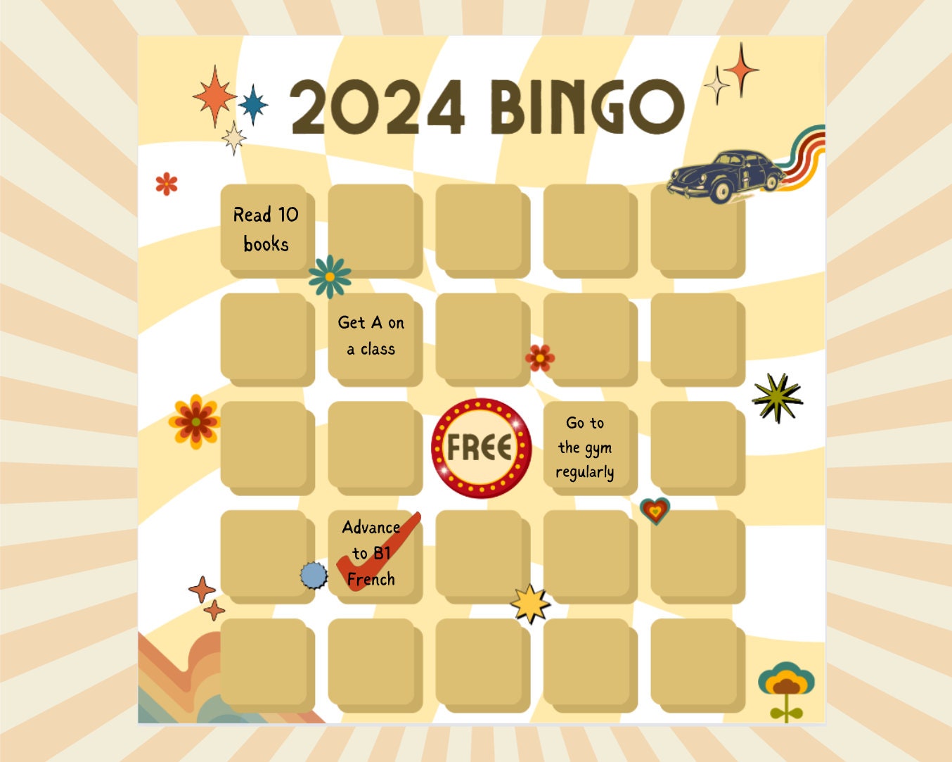 2024 Vision Board Bingo Card, Printable, Personal Goals, Goals Bingo ...