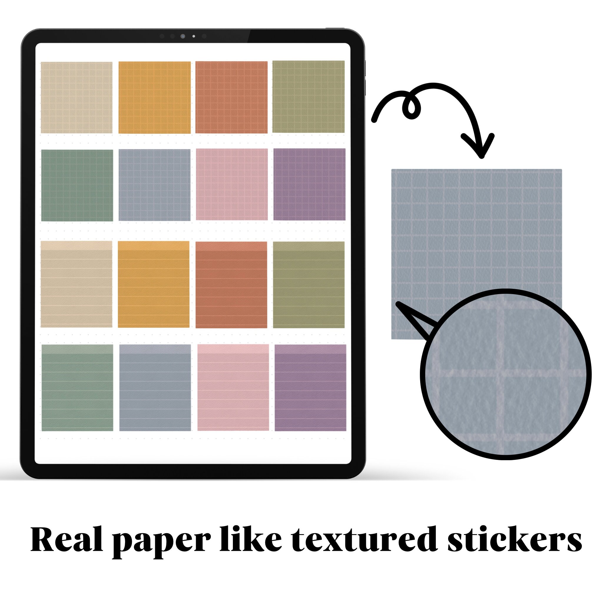 Digital Textured Planner Stickers, Goodnotes, Aesthetic and Cute ...