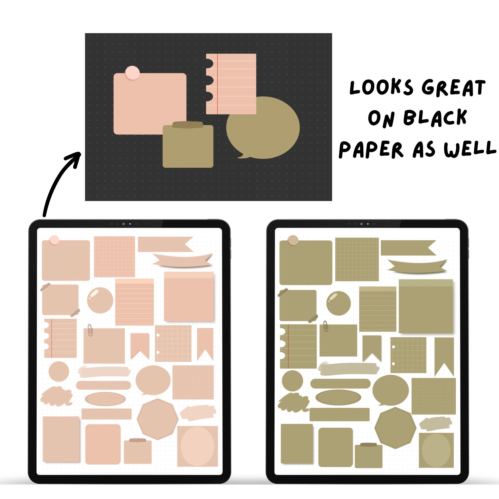 Aesthetic Digital Stickers, Neutral Sticky Notes, Goodnotes, Daily ...