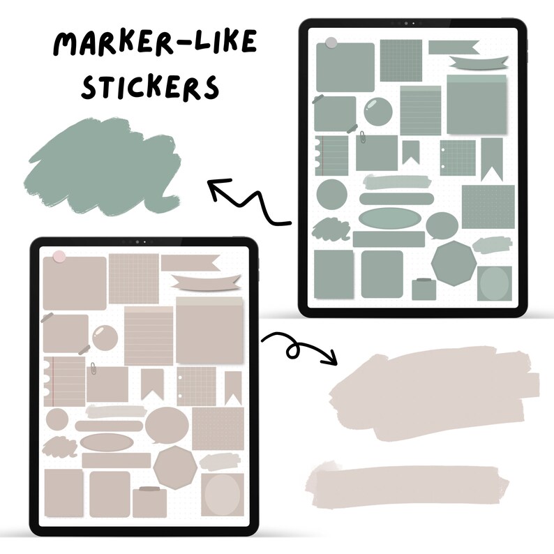 Aesthetic Digital Stickers, Neutral Sticky Notes, Goodnotes, Daily ...