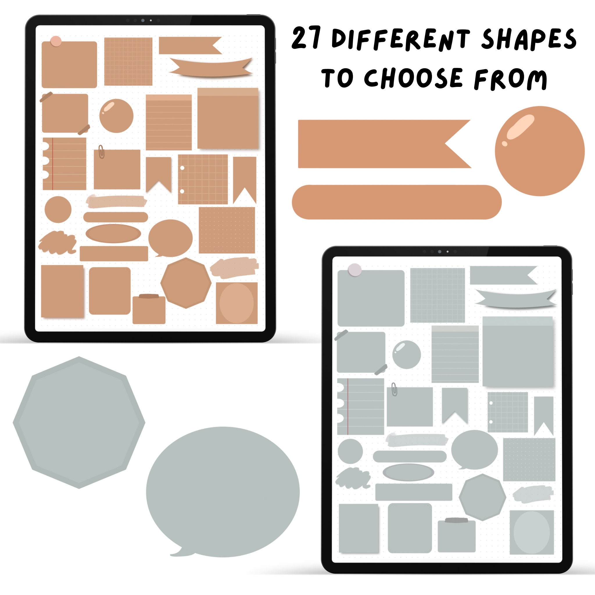 Aesthetic Digital Stickers, Neutral Sticky Notes, Goodnotes, Daily ...