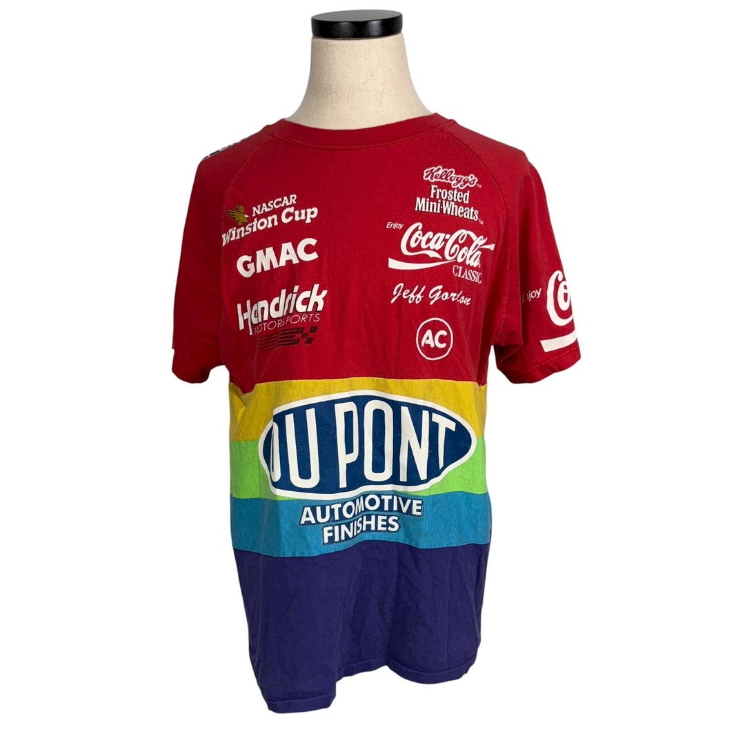 Chase Vintage Jeff Gordon Dupont NASCAR Rainbow T-shirt L Cotton USA 90 ...