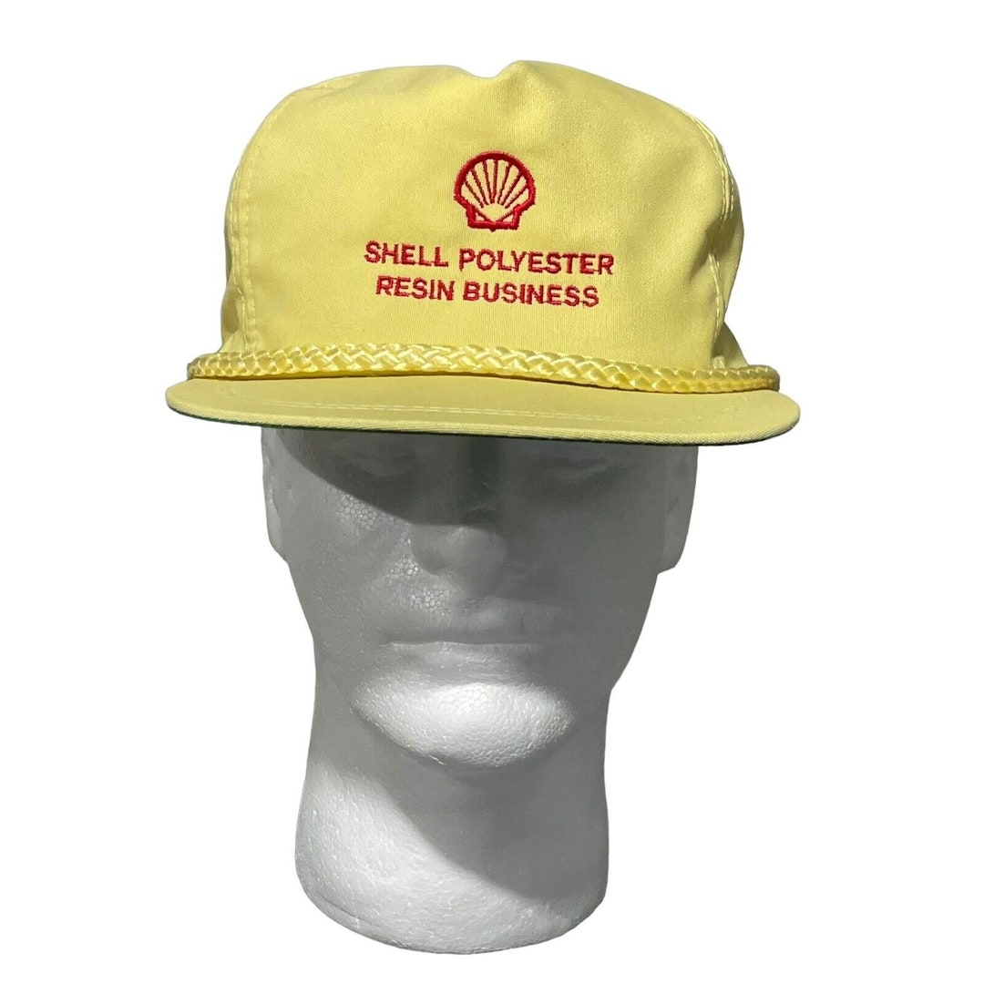 Vintage Shell Polyester Resin Yellow 80s Rope Trucker Adjustable Hat ...