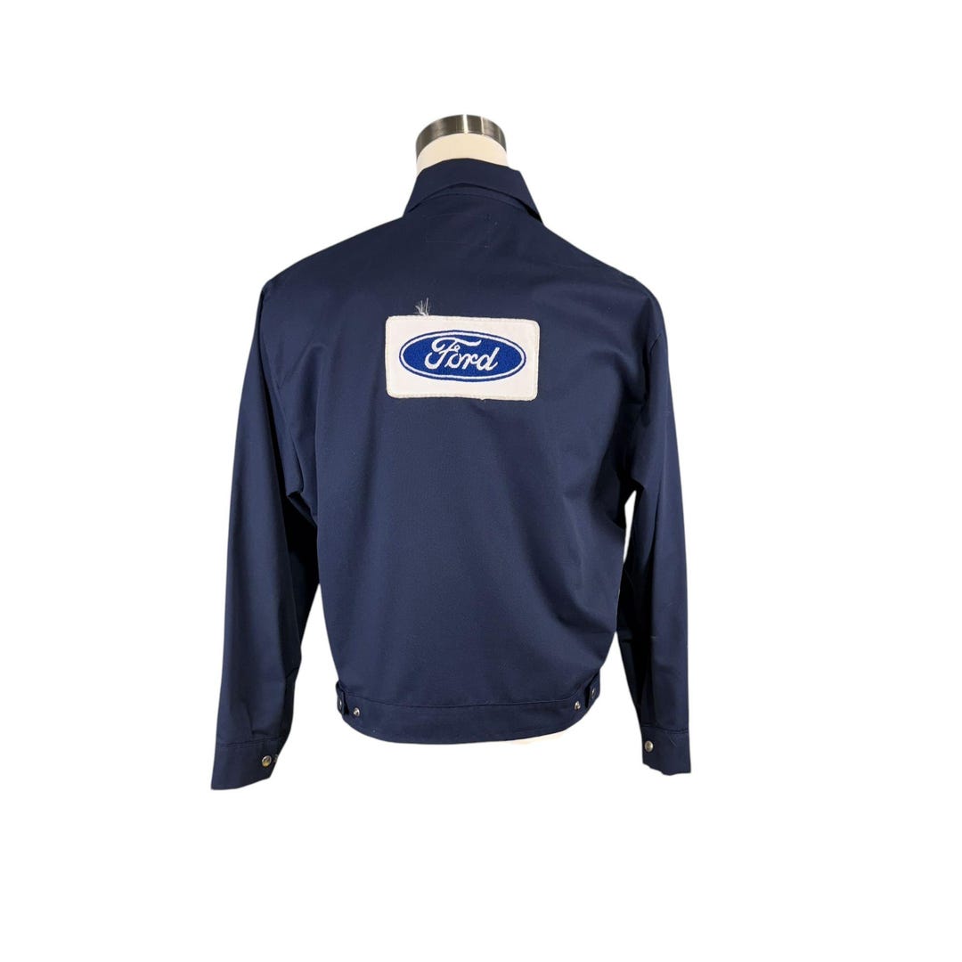 Vintage 1960s Ford Mechanic Work Jacket Navy Blue Scovill Zipper Union ...