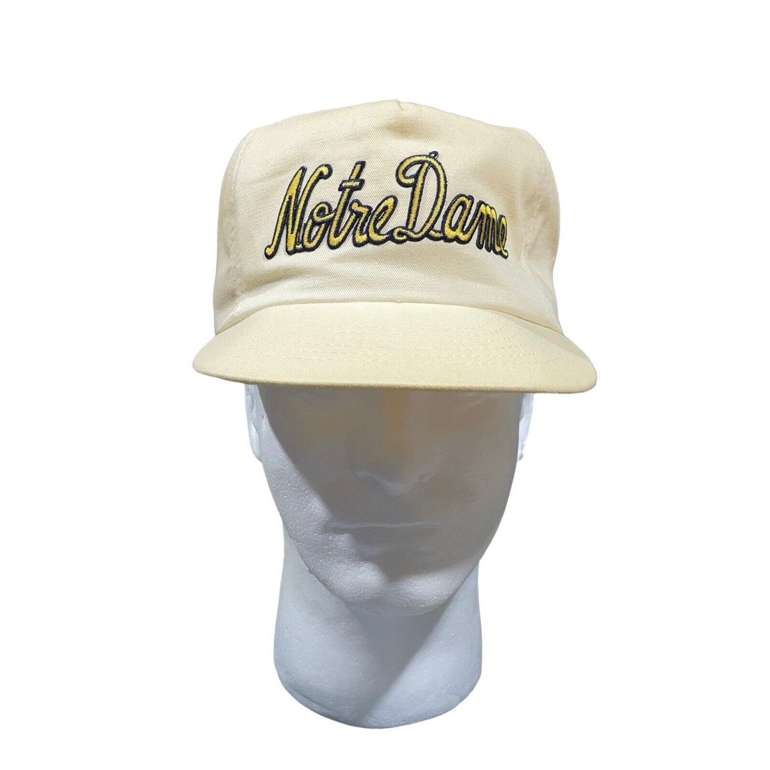 Vintage Notre Dame Script 80s Adjustable Hat off White Made in USA Rare ...
