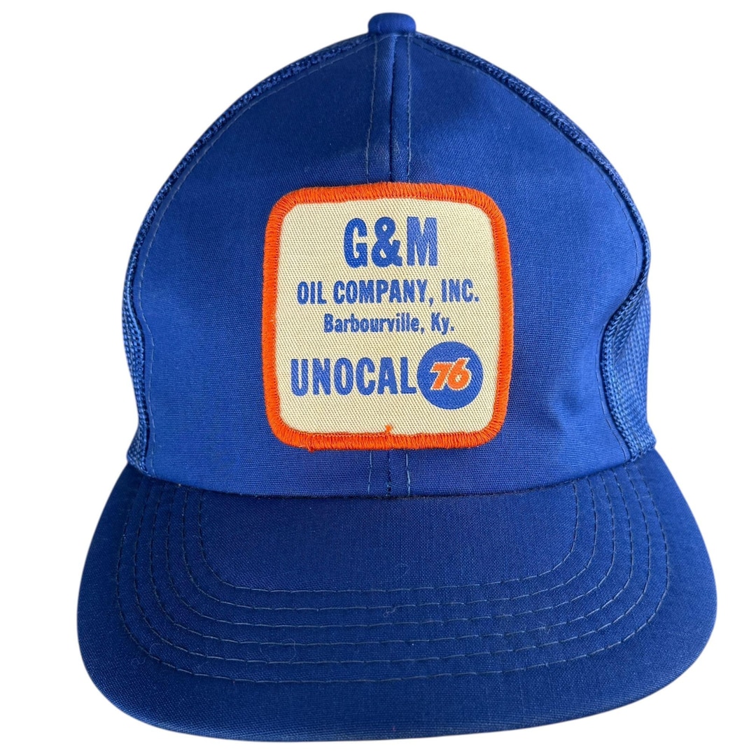 Vintage 80s Blue G&M Oil Company UNOCAL 76 Snapback Trucker Hat Mesh ...