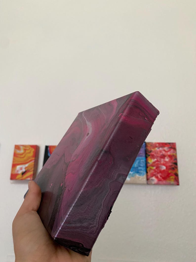 Pink and Black Acrylic Pour Painting “hot Pink Mess” Square Size Canvas ...